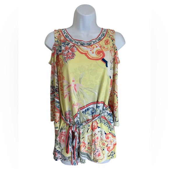 JM Collection | Tops | Jm Collection Boho Cold Shoulder Belted Top ...